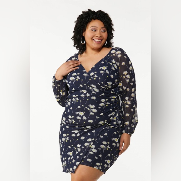 Cato | Dresses | Cato Plus Size Floral Mesh Wrap Dress Size 82 | Poshmark